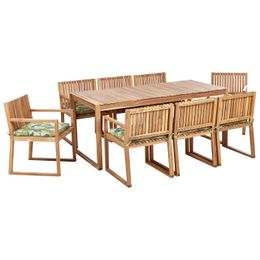 Beliani GARTENM&Ouml;BEL-SET 8-Sitzer Heller Holzfarbton Sassari II