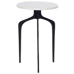Beliani BEISTELLTISCH Marmor wei&szlig;/schwarz rund 36 cm Tihoi