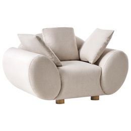 Beliani SESSEL Hellbeige Ringel