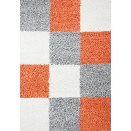 KADIMA DESIGN HOCHFLORTEPPICH RHEIN, kariert, Terrakotta, 80 x 150 cm