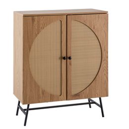 KADIMA DESIGN SIDEBOARD &ndash; Eiche-Dekor/Rattan, 80x103x39 cm, 2 T&uuml;ren, hoch