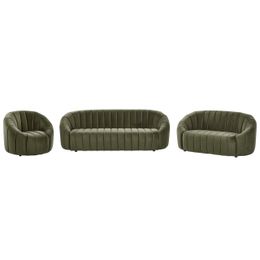Beliani SOFA-SET 6-sitzer Samtstoff Gr&uuml;n Malung