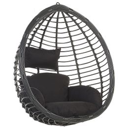 Beliani H&Auml;NGESESSEL PE Rattan schwarz 106 cm Tollo