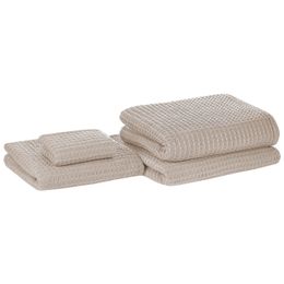 Beliani BADEHANDTUCH 4-teilig Beige Areora