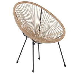 Beliani RATTANSTUHL Kunststoff nat&uuml;rlich 70 cm Acapulco II