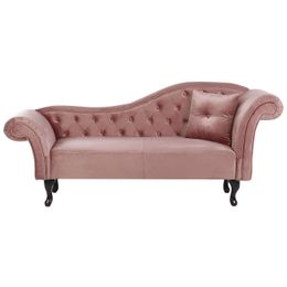 Beliani CHAISELONGUE Samtstoff rosa rechtsseitig Lattes