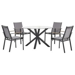 Beliani GARTENTISCH-SET 4-Sitzer Schwarz Maletto/Busseto