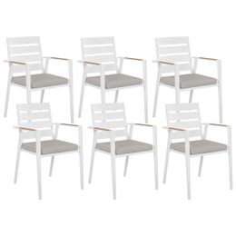 Beliani GARTENSTUHL 6er-Set Metall Grau Taviano