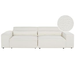 Beliani 2-SITZER-SOFA Boucl&eacute; cremewei&szlig; Hellnar