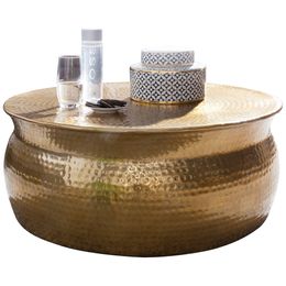 KADIMA DESIGN COUCHTISCH Orient Handgefertigt Hammerschlag-Aluminium Gro&szlig;z&uuml;gige Ablagefl&auml;che, Gold 75x75x31 cm