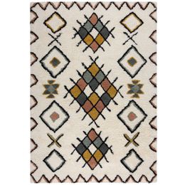 KADIMA DESIGN WOLLTEPPICH BRUE, mit Rautenmuster, aus Wolle, Bunt, 120 x 170 cm