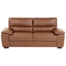 Beliani 3-SITZER-SOFA Kunstleder goldbraun Vogar