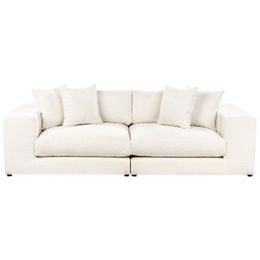 Beliani 3-SITZER-SOFA cremewei&szlig; mit Kissen Glorvika II