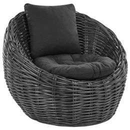 Beliani RATTANSTUHL Rattan schwarz Lerici