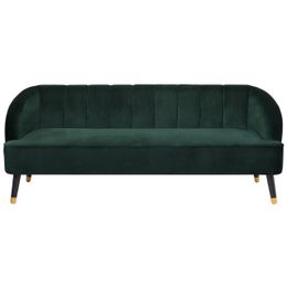 Beliani 3-SITZER-SOFA Samtstoff Smaragdgr&uuml;n Alsvag
