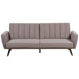 Beliani 3-SITZER-SCHLAFSOFA Samtstoff hellbraun Vimmerby