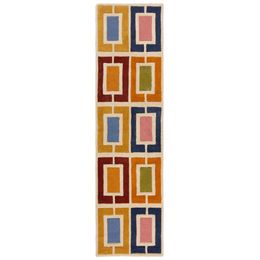 KADIMA DESIGN WOLLTEPPICH DERWENT, geometrisch, Orange-Bunt, 60 x 230 cm
