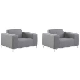 Beliani GARTENSESSEL 2er-SET grau/weisses Gestell Rovigo