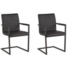 Beliani ESSZIMMERSTUHL 2er-Set Kunstleder Schwarz Buford