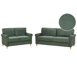 Beliani 5-SITZER-SOFA SET Cord dunkelgr&uuml;n Ronneby