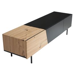 KADIMA DESIGN TV-LOWBOARD mit Eiche-Dekor, T&uuml;ren und Schublade, modern, Braun-Schwarz 150x40x40 cm