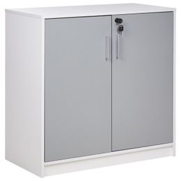 Beliani AKTENSCHRANK hellgrau/wei&szlig; 80 cm 2 T&uuml;ren Zehna