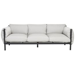 Beliani GARTENSOFA 3-Sitzer Aluminium hellgrau/schwarz Esperia