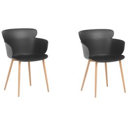 Beliani ESSZIMMERSTUHL 2er-Set Kunststoff Schwarz Sumkley