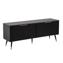 KADIMA DESIGN LOWBOARD Schwarz Eiche-Dekor Modern Stil 150x60x39 cm mit T&uuml;ren