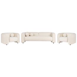 Beliani 5-SITZER-SOFA SET Samtstoff cremewei&szlig; Leiren