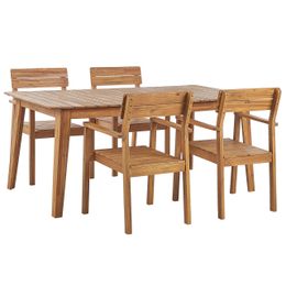 Beliani GARTENM&Ouml;BEL SET 4-Sitzer Akazienholz hellbraun Fornelli