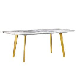 Beliani ESSTISCH 160-200/90/77 cm Wei&szlig;, Goldfarben Rechteckig Mosby