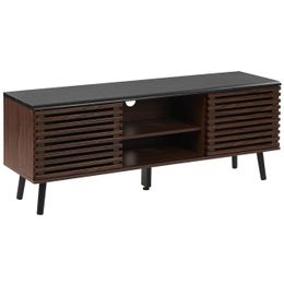 Beliani TV-M&Ouml;BEL Dunkelbraun, Schwarz PERTH 40/140/54 cm