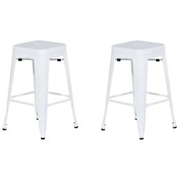 Beliani HOCKER 2er-Set Metall Wei&szlig; Cabrillo