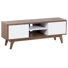 Beliani TV-M&Ouml;BEL Dunkelbraun, Wei&szlig; ROCHESTER 40/142/53 cm