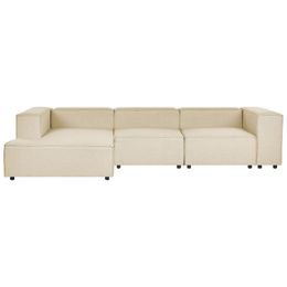 Beliani 3-SITZER-ECKSOFA Leinen beige linksseitig Aprica