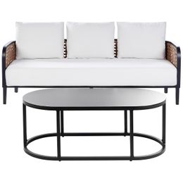 Beliani GARTENSOFA 3-Sitzer Aluminium wei&szlig; Montefalco
