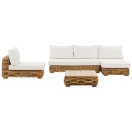 Beliani LOUNGE SET 4-Sitzer nat&uuml;rlich rechtsseitig modular Varallo