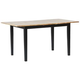 Beliani ESSTISCH 120-150/80/74 cm Hellbraun, Schwarz Rechteckig Houston