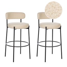 Beliani BARHOCKER 2er-Set Hellbeige Allison