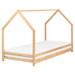 Beliani KINDER-HAUSBETT Heller Holzfarbton 90-200 cm Appy