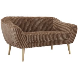 2-SITZER-SOFA PIRS - Braun Cord - Holzbeine