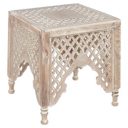 Beliani BEISTELLTISCH heller Holzfarbton quadratisch 40/40 cm Kadma