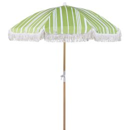 Beliani SONNENSCHIRM gr&uuml;n/wei&szlig; mit Volant 150 cm Mondello