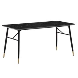 KADIMA DESIGN ESSTISCH Marmoroptik Metall Rechteckig Modern Klein, Schwarz 120x60x76 cm