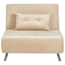 Beliani 1-SITZER-SCHLAFSOFA Samtstoff Sandbeige Farris
