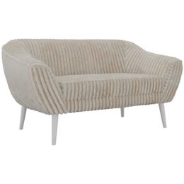2-SITZER-SOFA PIRS - Beige Cord - Wei&szlig;e Beine