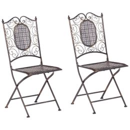 Beliani GARTENSTUHL 2er-Set Metall schwarz Bormio