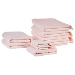 Beliani BADEHANDTUCH 9-teilig Rosa Atiu
