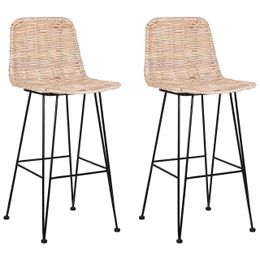 Beliani BARHOCKER 2er-Set Rattan Beige Cassita